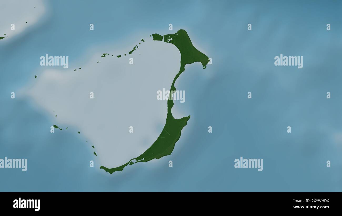 Ouvea Island in the Coral Sea on a colored elevation map Stock Photo ...