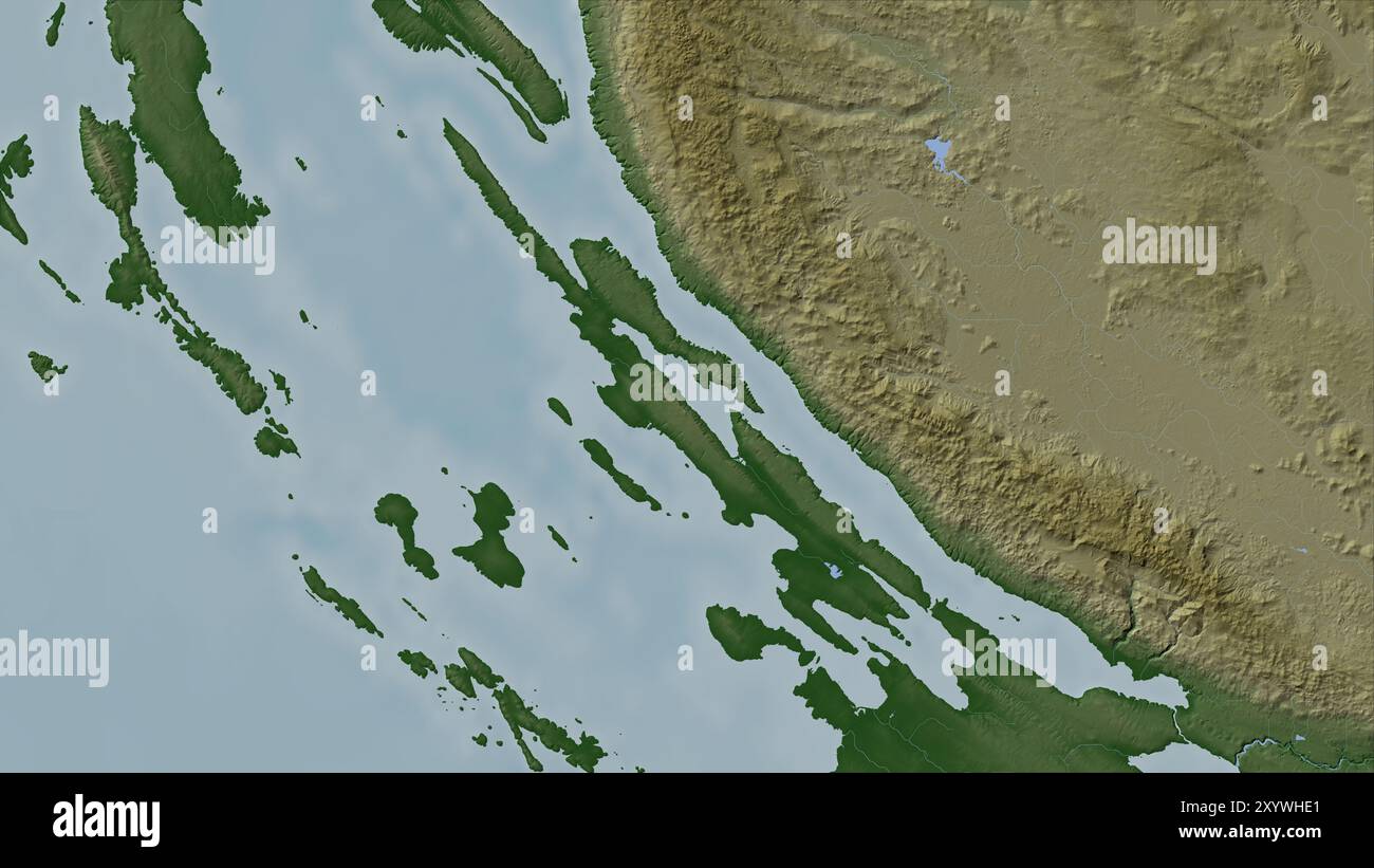 Pago Island in the Adriatic Sea on a colored elevation map Stock Photo ...