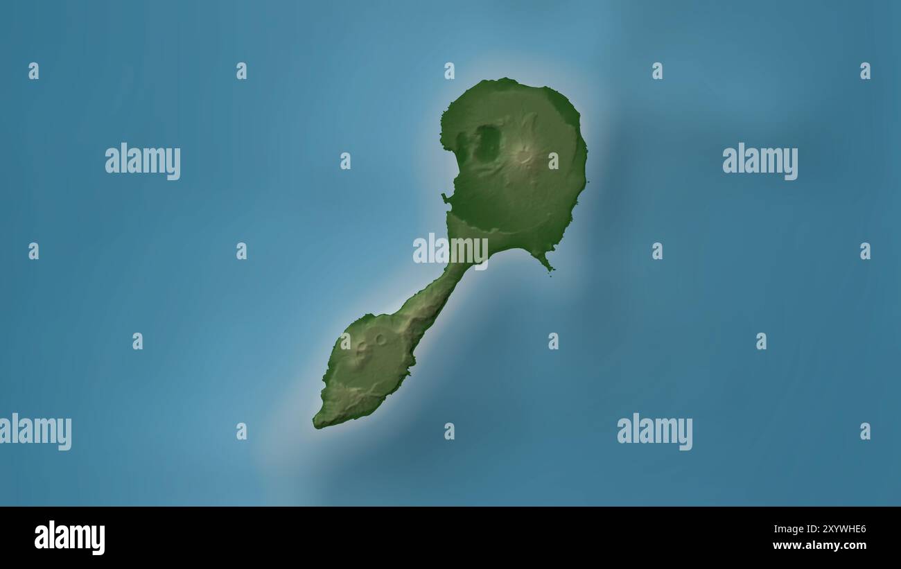 Pagan Island in the Philippine Sea on a colored elevation map Stock ...