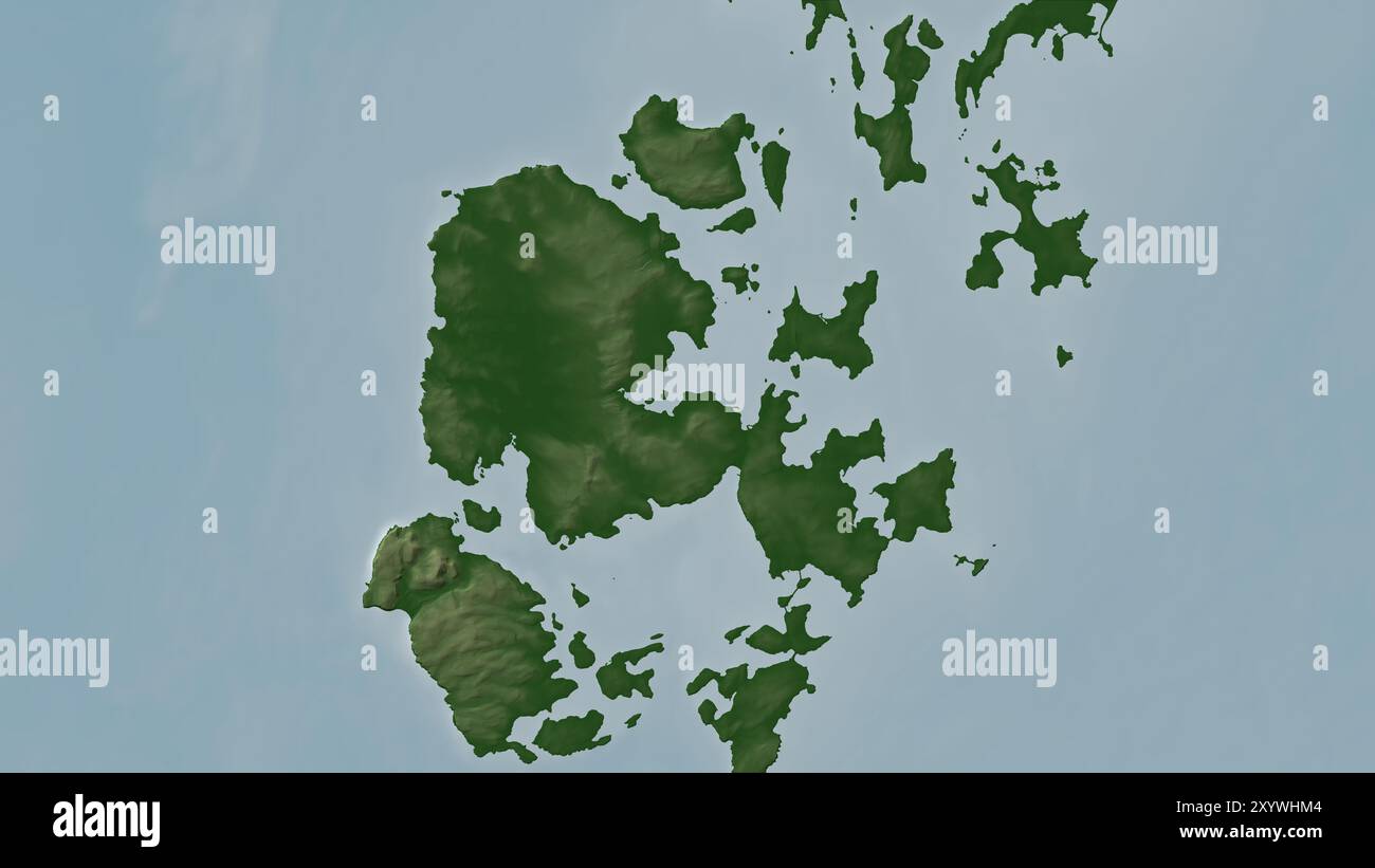 Orkney Main Island in the North Sea on a colored elevation map Stock ...