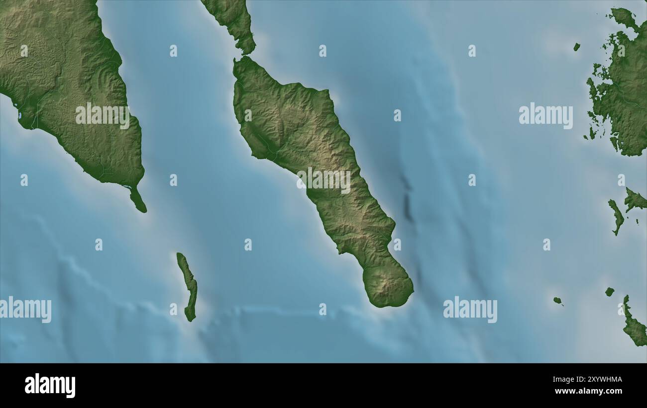 Panaon Island in the Philippine Sea on a colored elevation map Stock ...