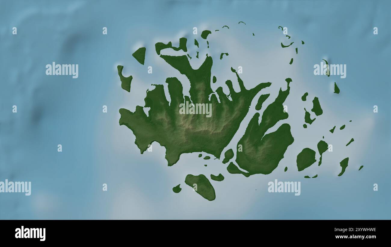 Pavuvu Island in the Solomon Sea on a colored elevation map Stock Photo ...