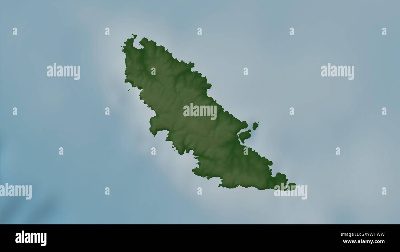 Paxos Island in the Ionian Sea on a colored elevation map Stock Photo ...