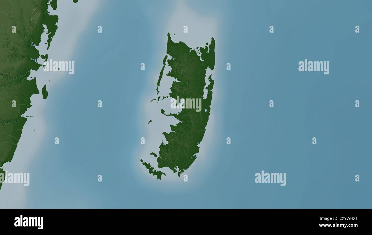 Pemba Island in the Indian Ocean on a colored elevation map Stock Photo ...