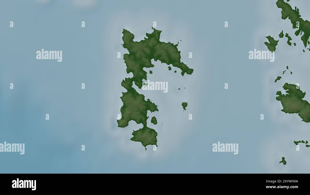 Patmos Island in the Aegean Sea on a colored elevation map Stock Photo ...