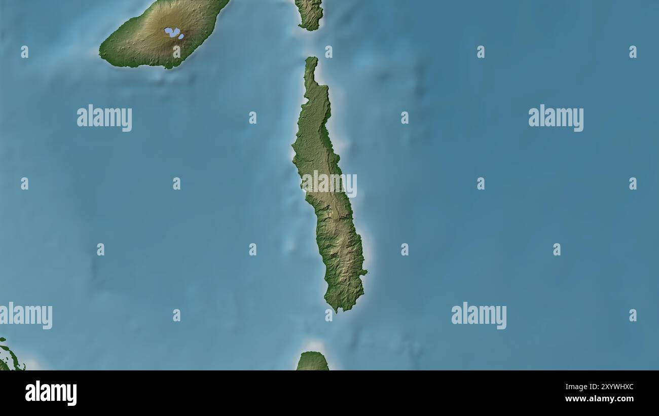Pentecost Island in the Coral Sea on a colored elevation map Stock ...