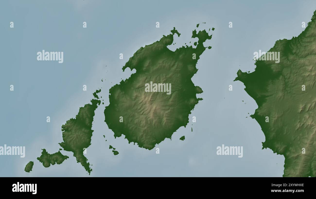 Paros Island in the Aegean Sea on a colored elevation map Stock Photo ...