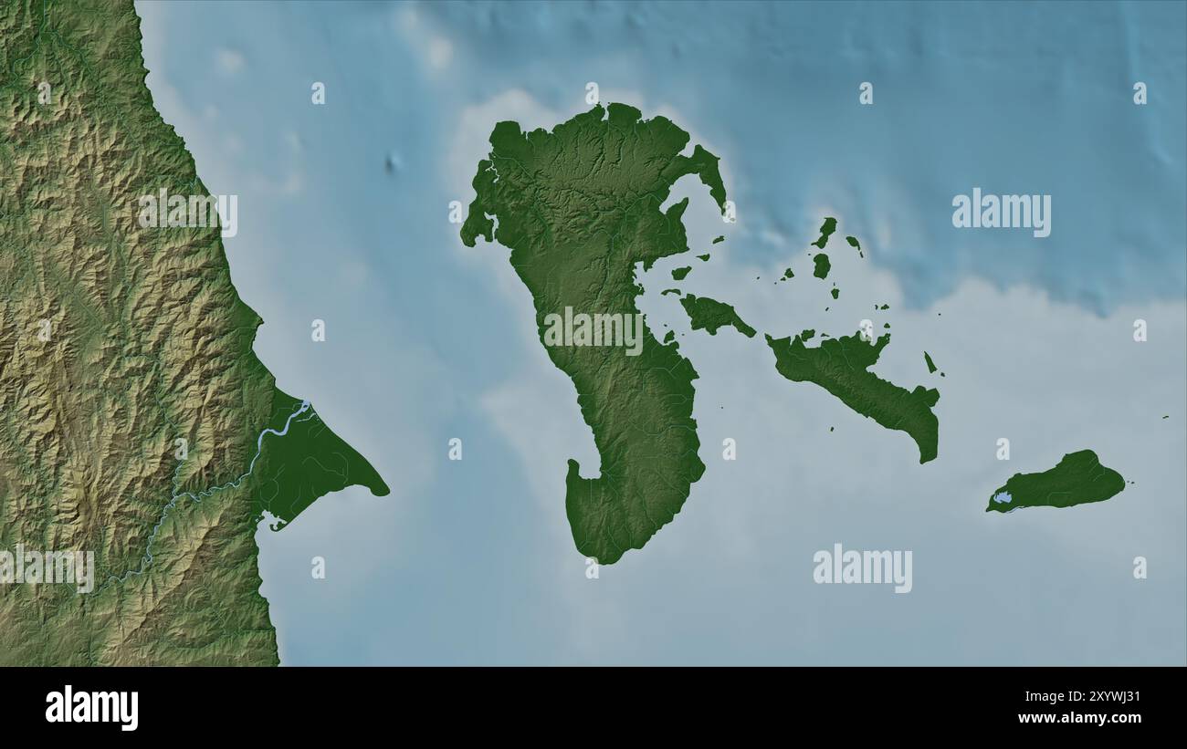 Polillo Island in the Philippine Sea on a colored elevation map Stock ...