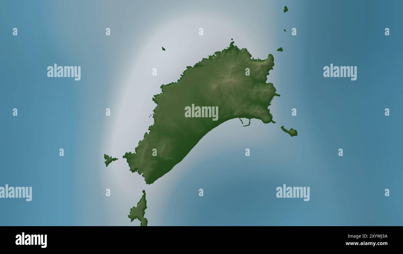 Porto Santo Island in the North Atlantic Ocean on a colored elevation ...