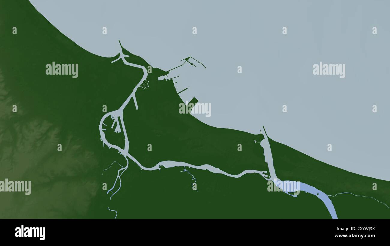 Port Island in the Baltic Sea on a colored elevation map Stock Photo ...