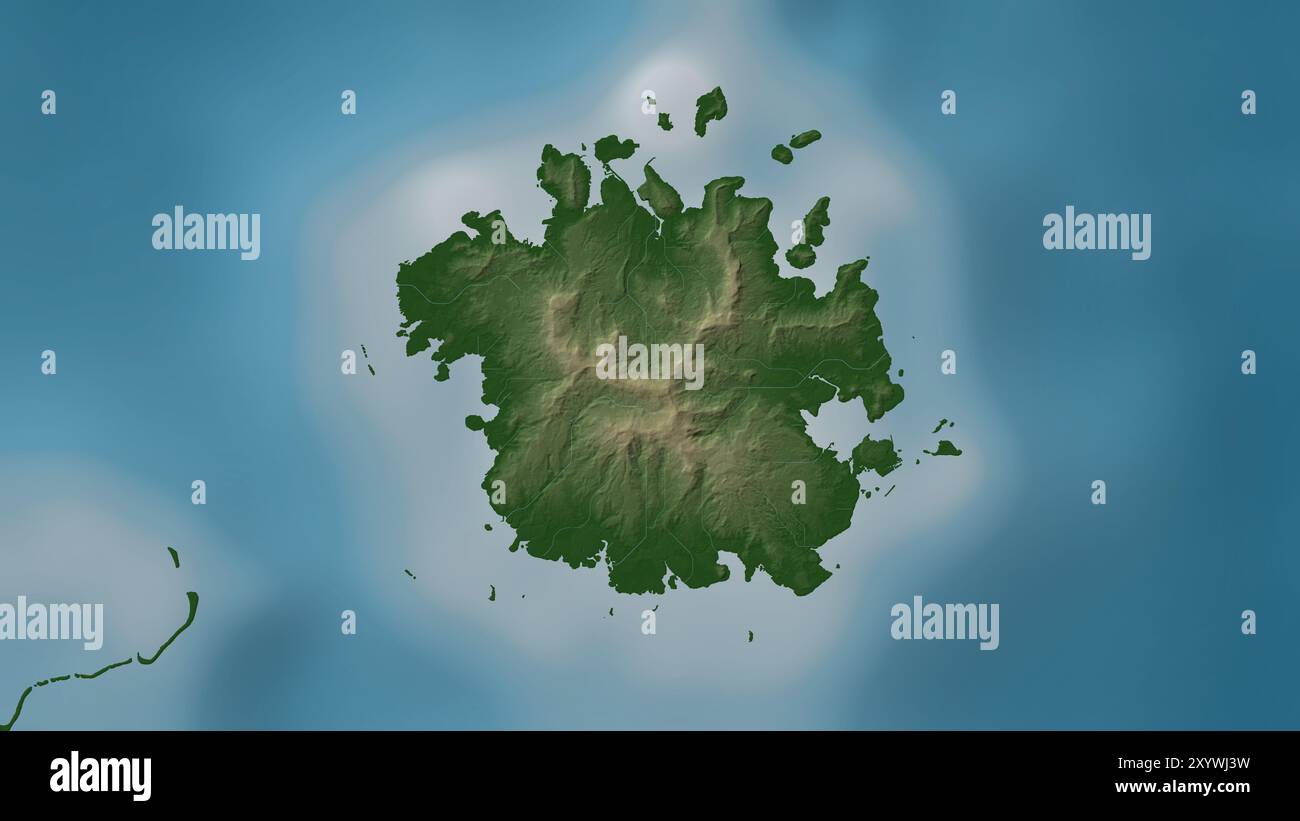 Ponape Island in the North Pacific Ocean on a colored elevation map ...