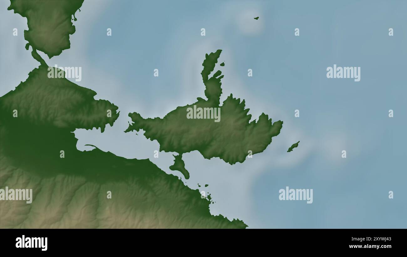 Poros Island in the Aegean Sea on a colored elevation map Stock Photo ...