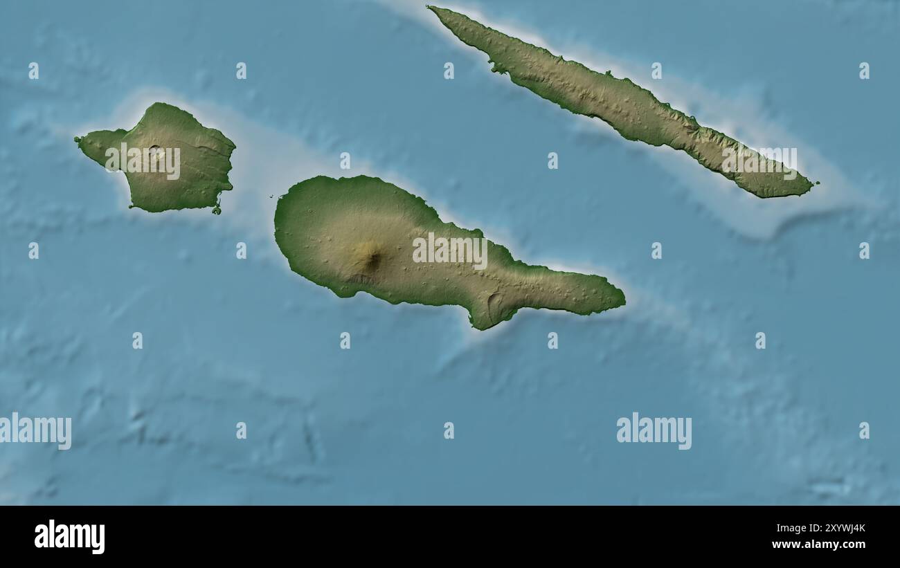 Ilha do Pico in the North Atlantic Ocean on a colored elevation map ...