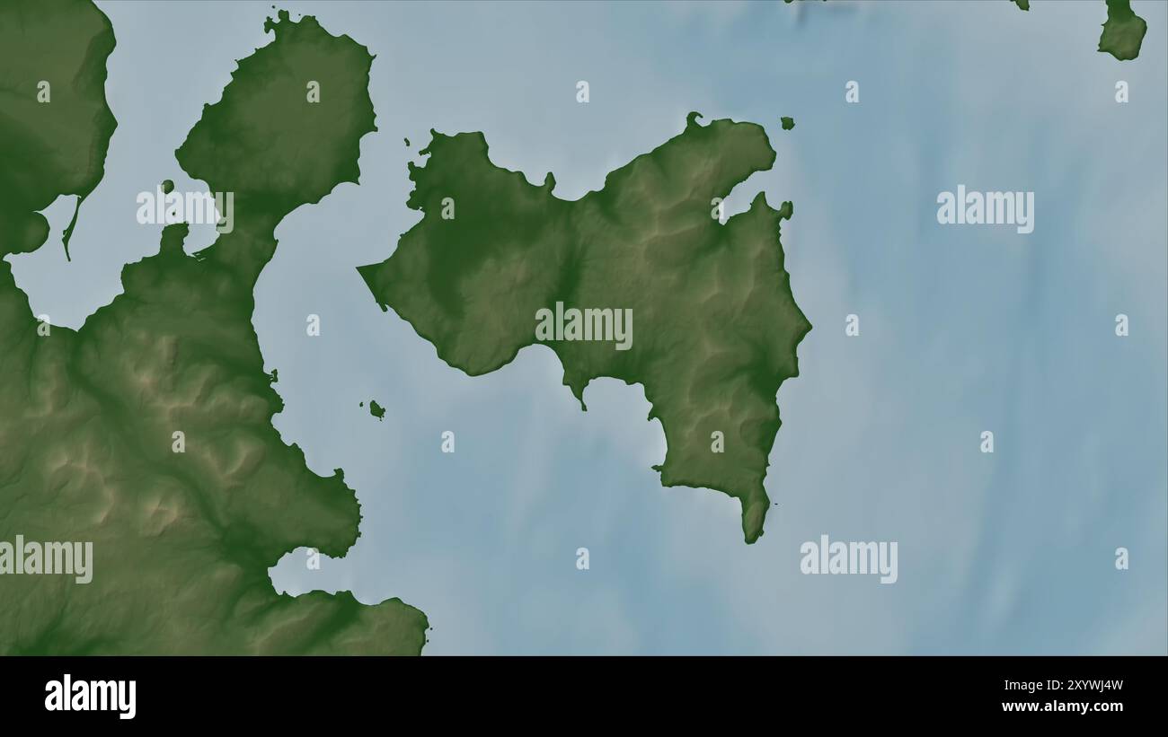 Popof Island in the Gulf of Alaska on a colored elevation map Stock ...
