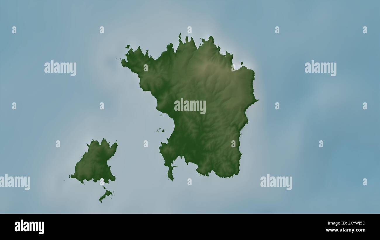 Psara Island in the Aegean Sea on a colored elevation map Stock Photo ...