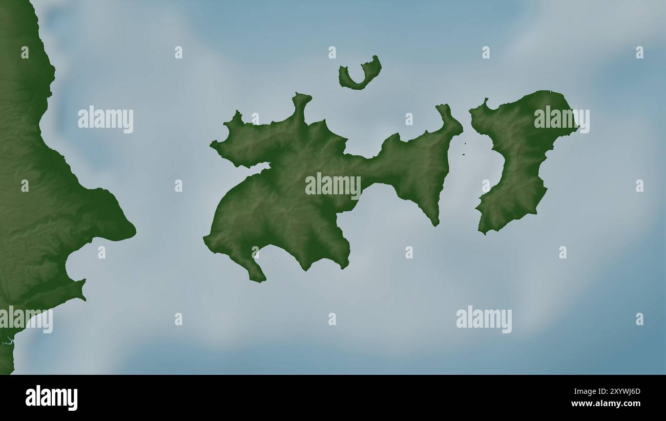 Qamea Island in the South Pacific Ocean on a colored elevation map ...