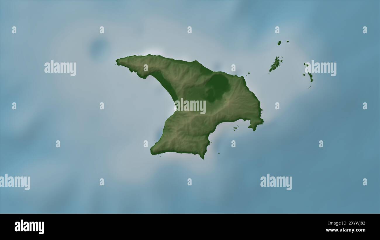 Raoul Island in the South Pacific Ocean on a colored elevation map ...