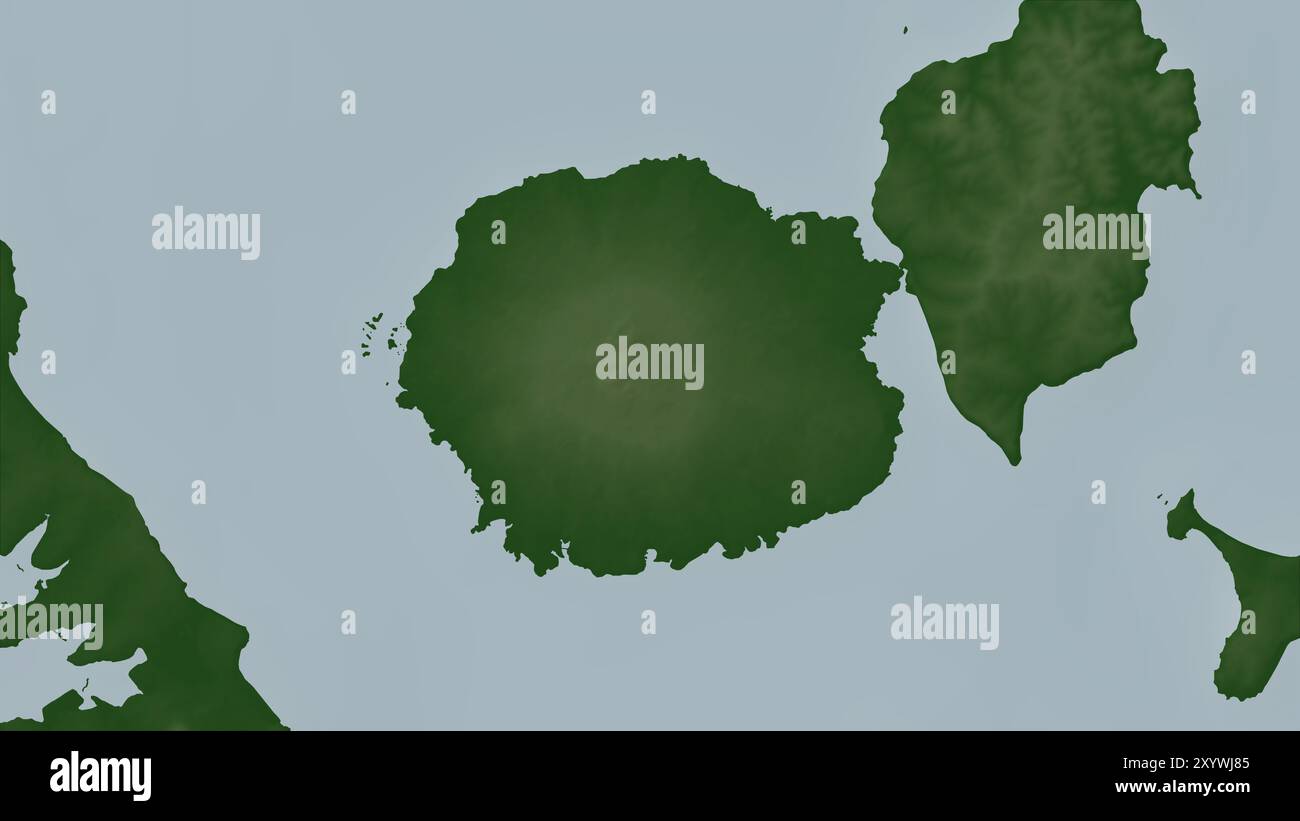 Rangitoto Island in the South Pacific Ocean on a colored elevation map ...