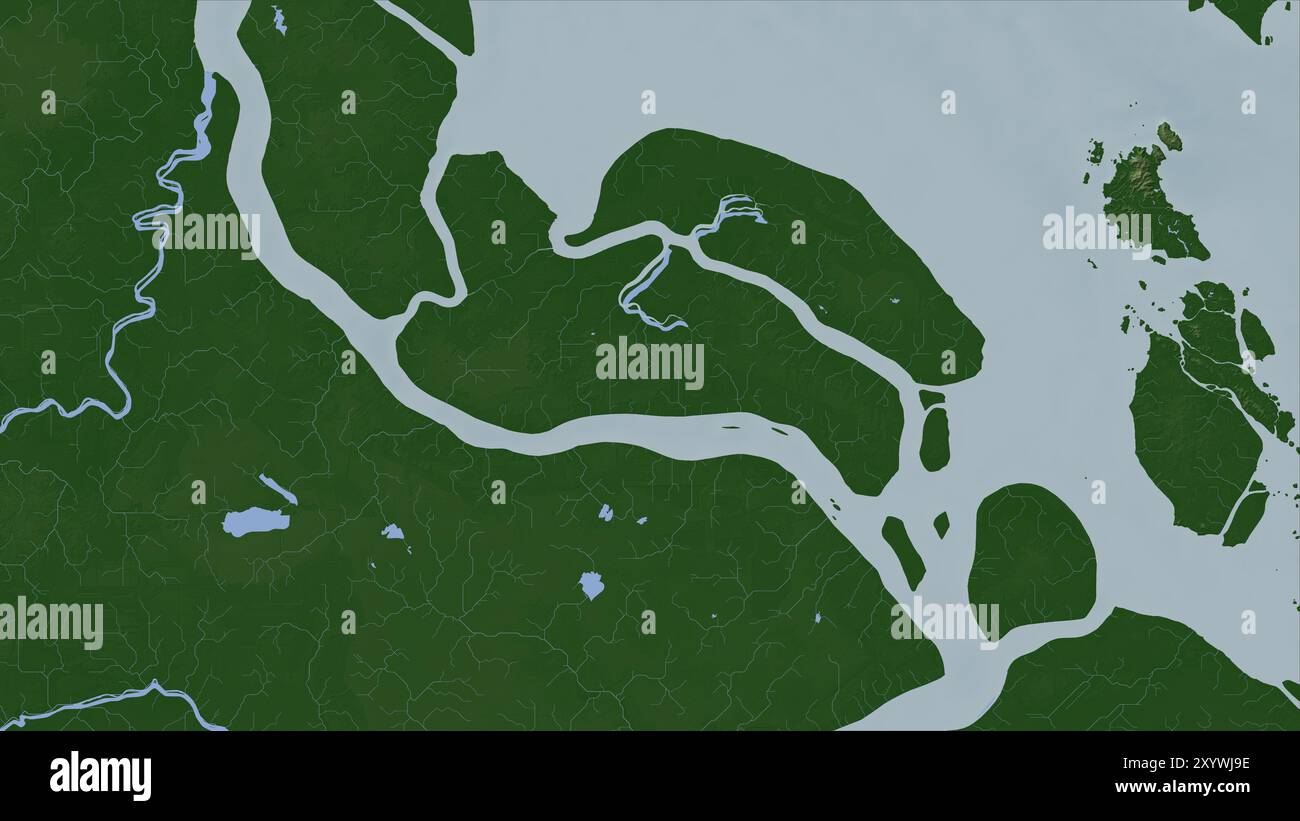 Pulau Rantau in the Malacca Strait on a colored elevation map Stock ...