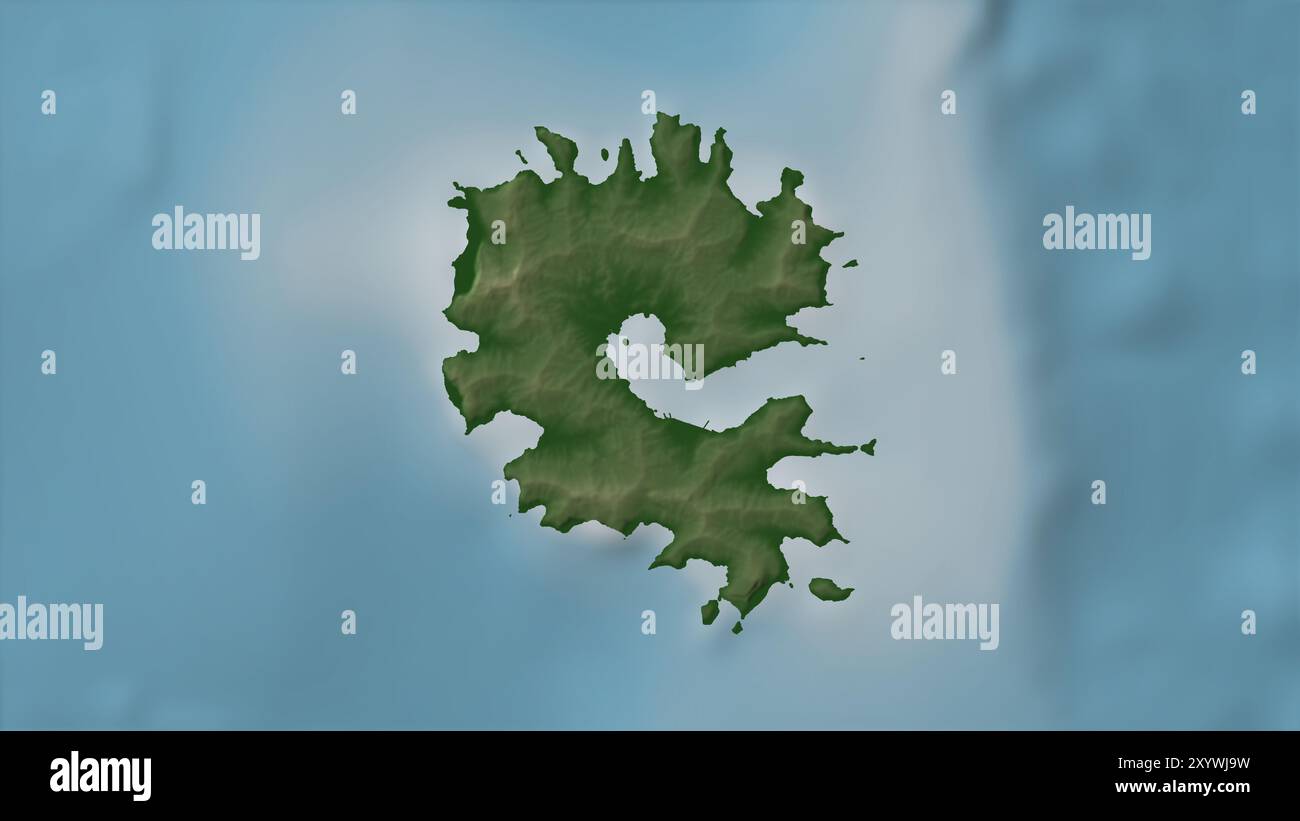 Rapa Island in the South Pacific Ocean on a colored elevation map Stock ...