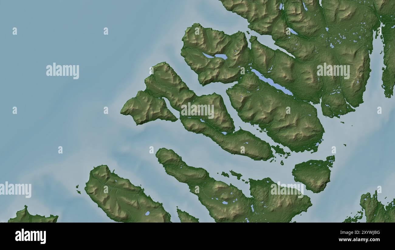 Raspberry Island in the Gulf of Alaska on a colored elevation map Stock ...