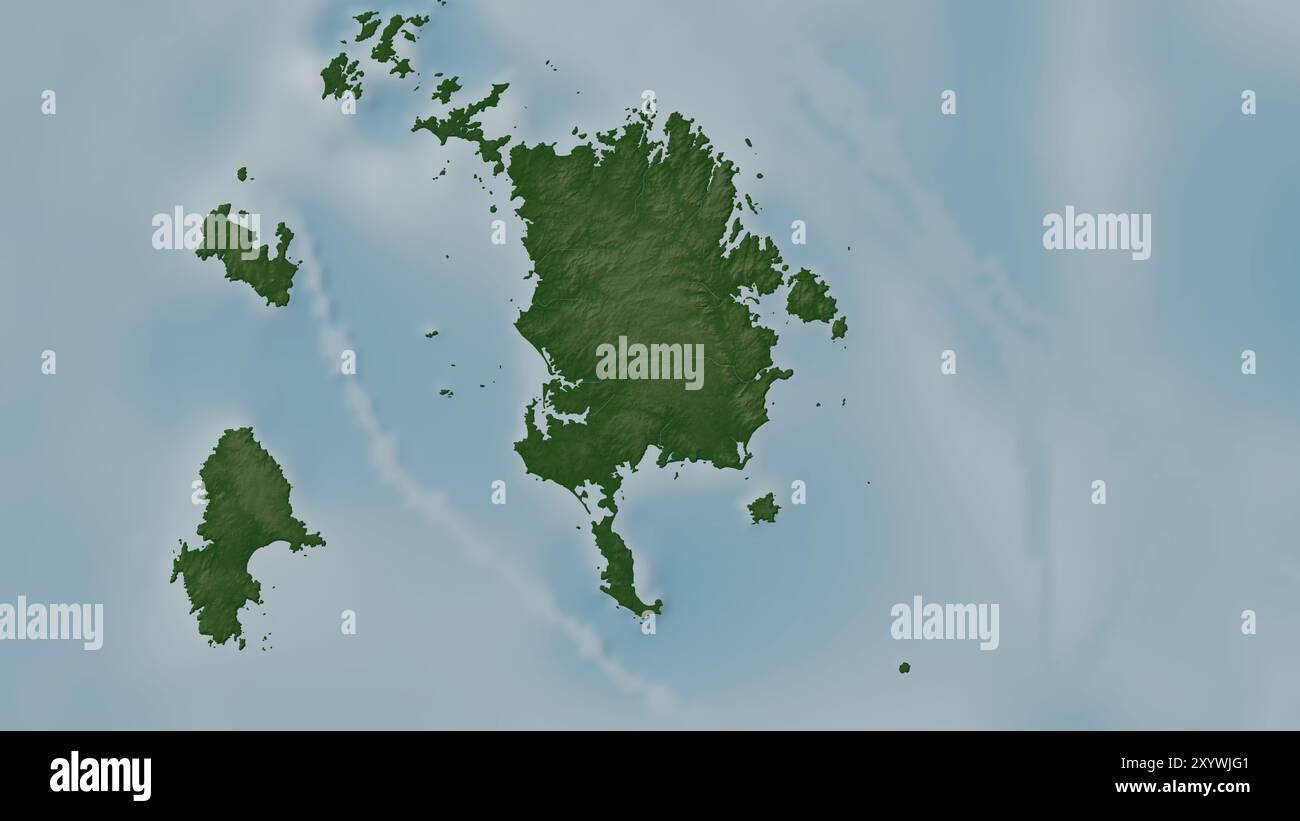 Isla del Rey in the North Pacific Ocean on a colored elevation map ...