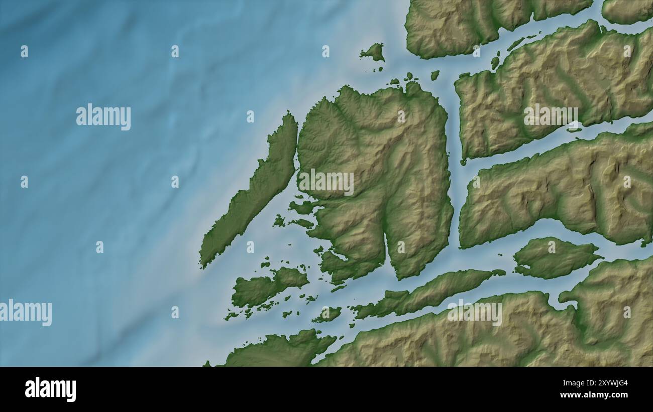 Resolution Island in the Tasman Sea on a colored elevation map Stock ...