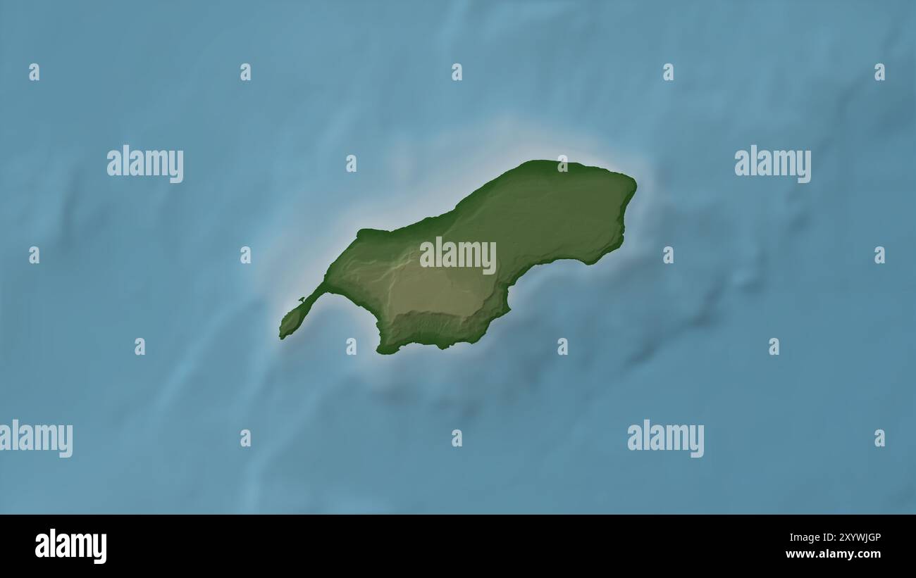 Rota Island in the Philippine Sea on a colored elevation map Stock ...