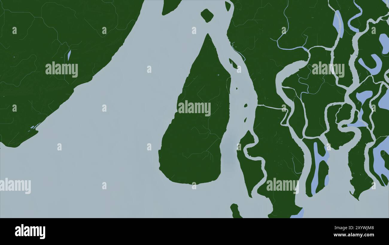 Sagar Island in the Bay of Bengal on a colored elevation map Stock ...