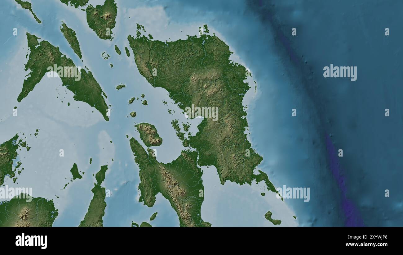 Samar Island in the Philippine Sea on a colored elevation map Stock ...