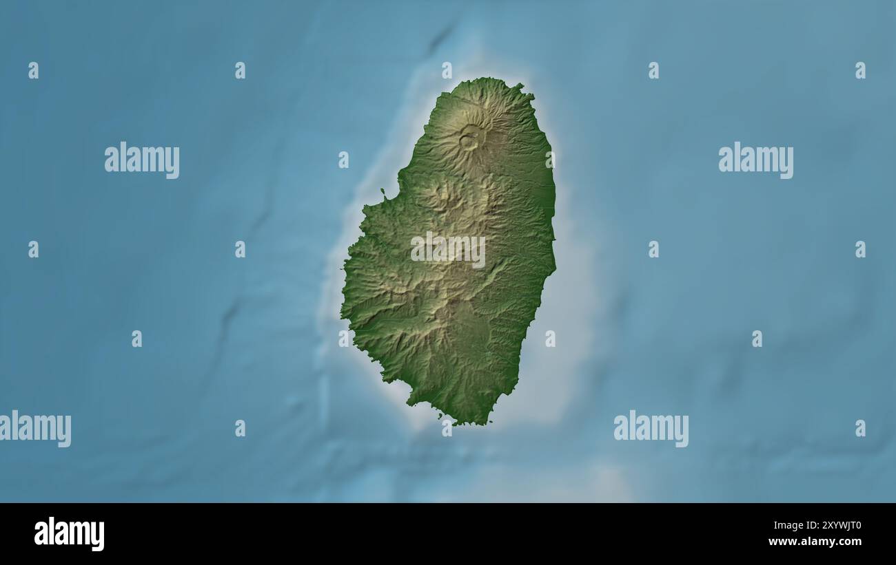 Saint Vincent Island in the Caribbean Sea on a colored elevation map ...