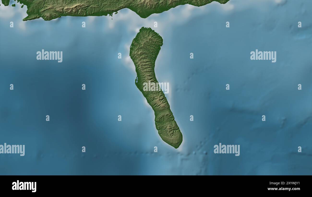 Pulau Sanana in the Ceram Sea on a colored elevation map Stock Photo ...