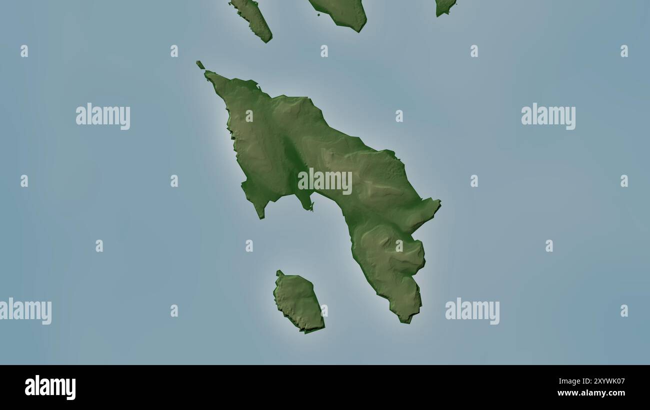Sandoy Island in the North Atlantic Ocean on a colored elevation map ...