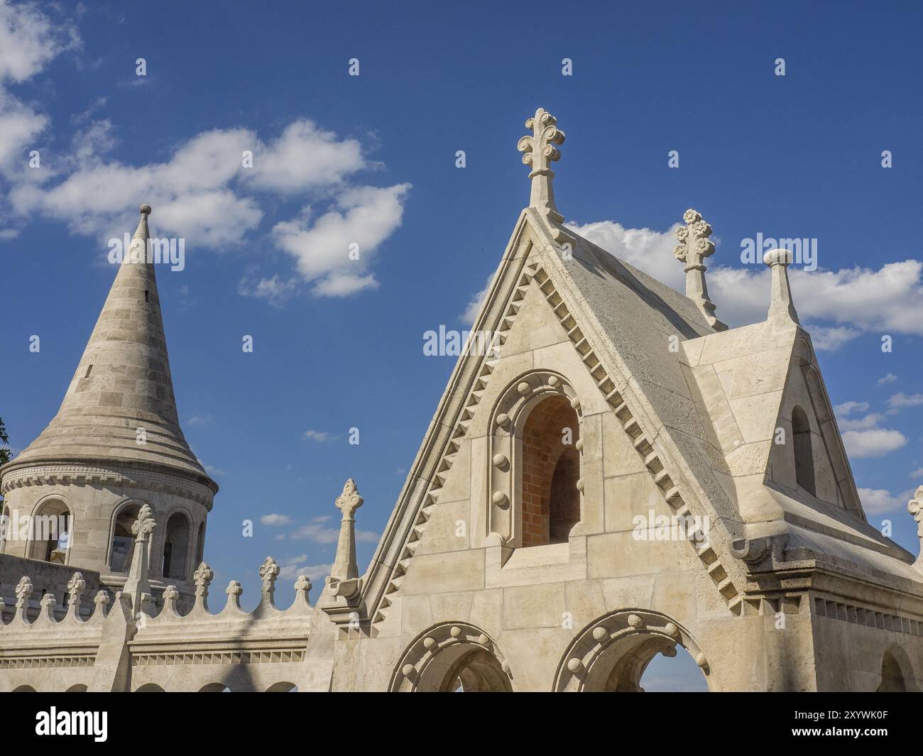 Historic building with tower-like structures and elaborate stone ...