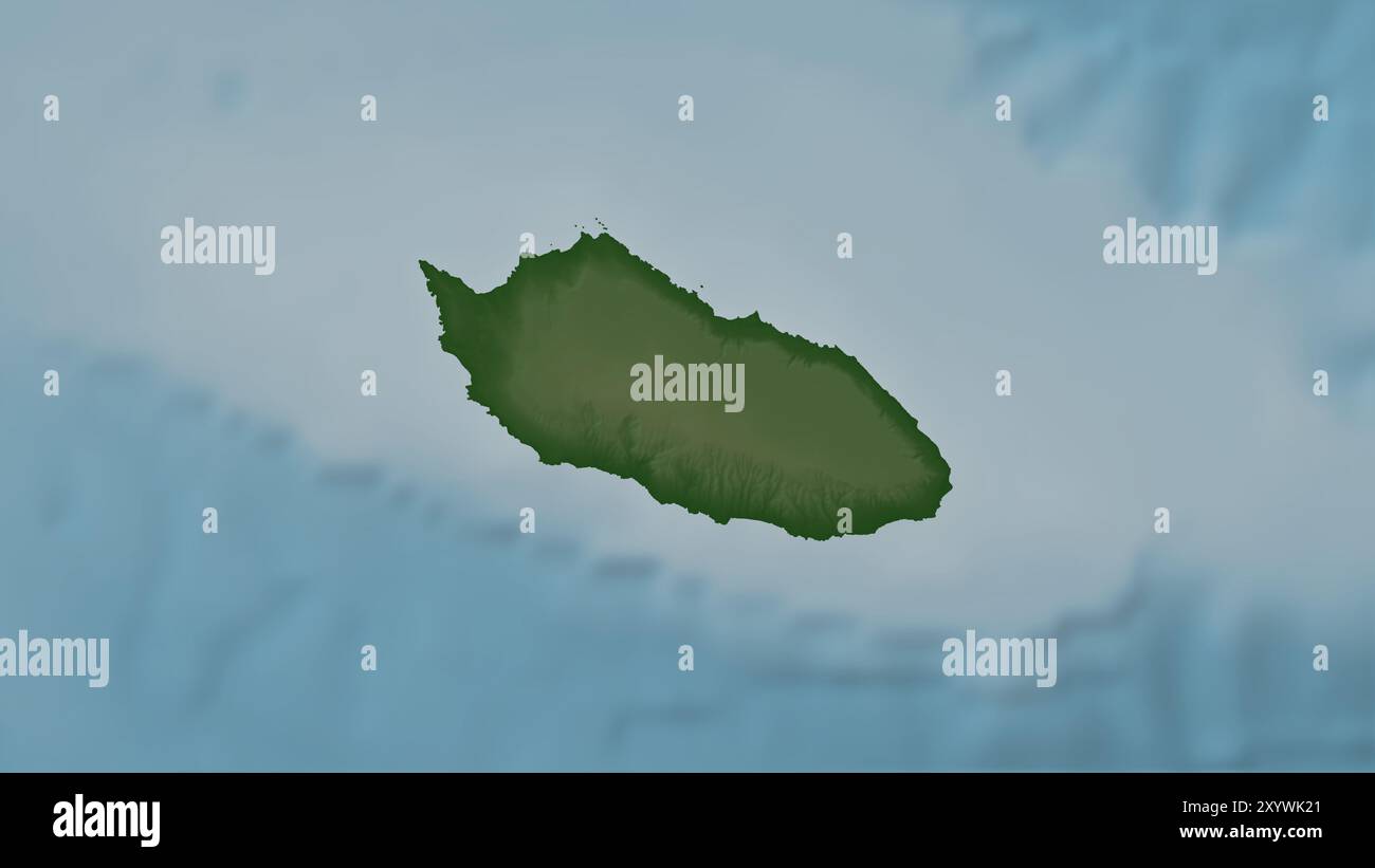 San Nicolas Island in the North Pacific Ocean on a colored elevation ...