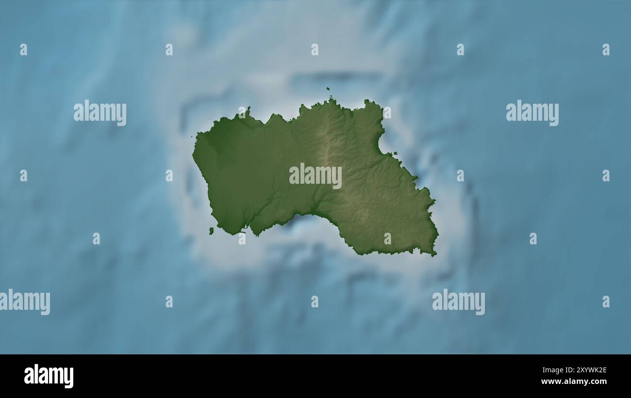 Santa Maria Island in the North Atlantic Ocean on a colored elevation ...