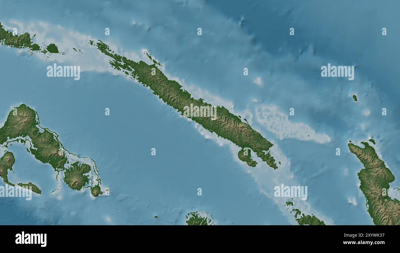 Santa Isabel Island in the Solomon Sea on a colored elevation map Stock ...