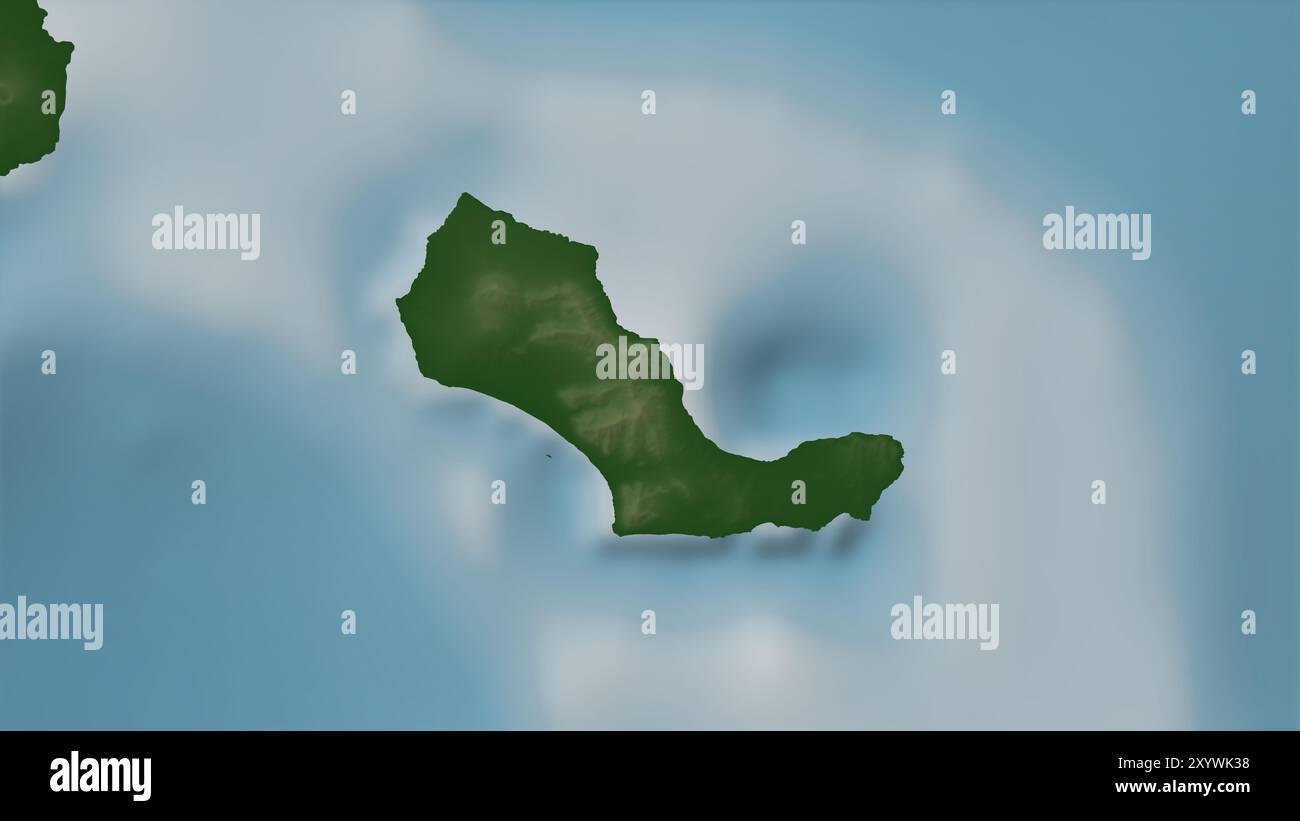 Santa Luzia Island in the North Atlantic Ocean on a colored elevation ...