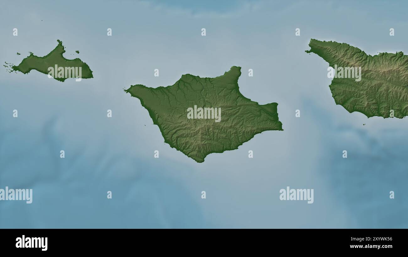 Santa Rosa Island in the North Pacific Ocean on a colored elevation map ...