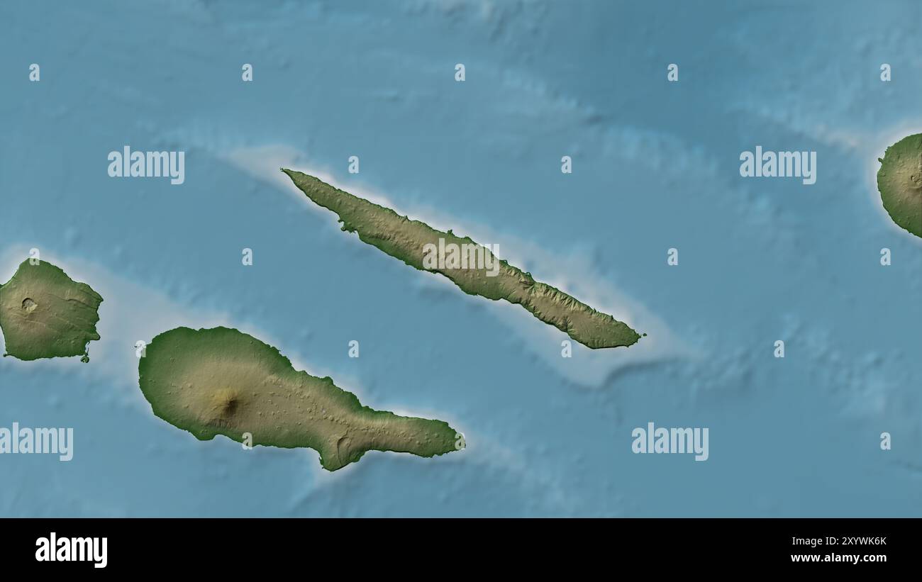 Ilha de Sao Jorge in the North Atlantic Ocean on a colored elevation ...