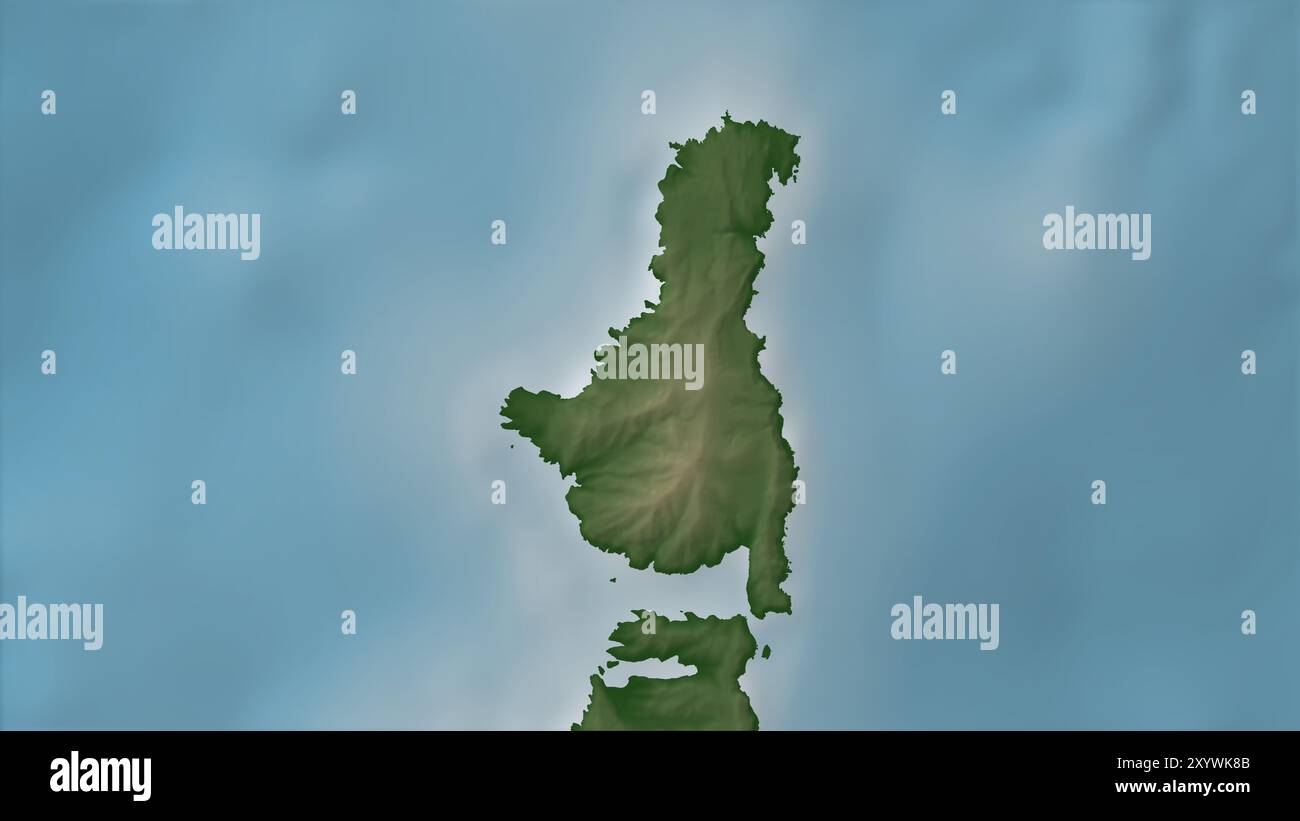 Saria Island in the Aegean Sea on a colored elevation map Stock Photo ...