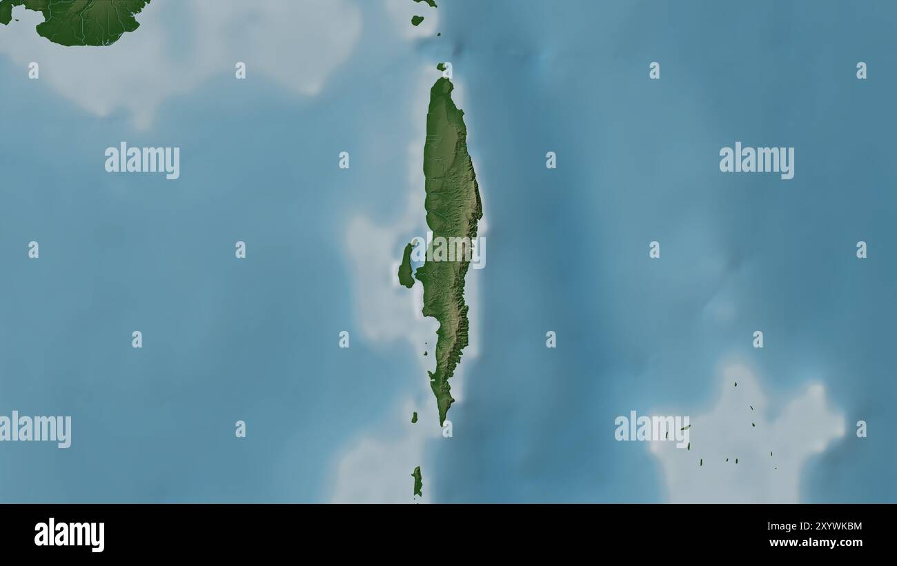Selayar Island in the Banda Sea on a colored elevation map Stock Photo ...