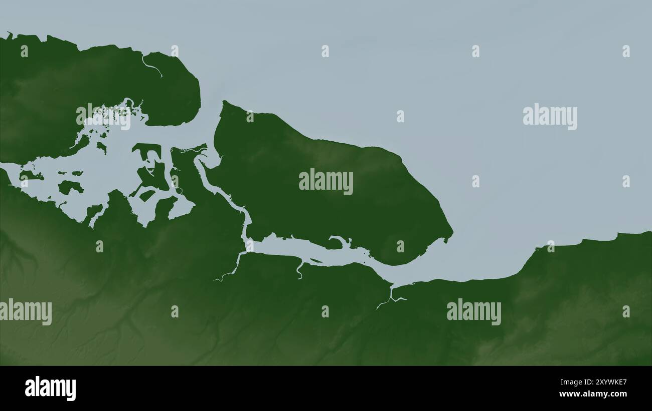 Isle of Sheppey in the North Sea on a colored elevation map Stock Photo ...