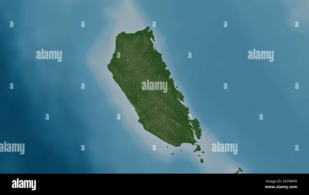 Pulau Siberut in the Indian Ocean on a colored elevation map Stock ...