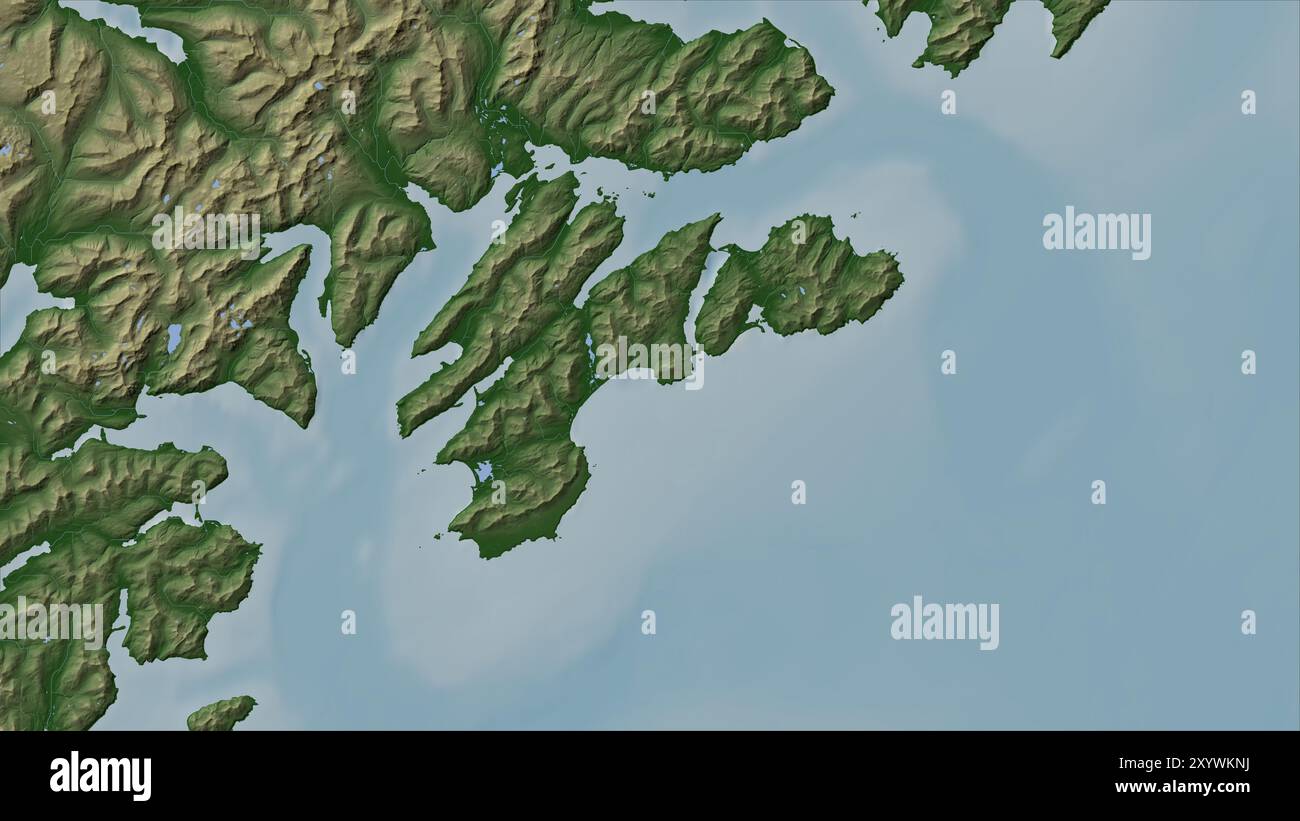 Sitkalidak Island in the Gulf of Alaska on a colored elevation map ...