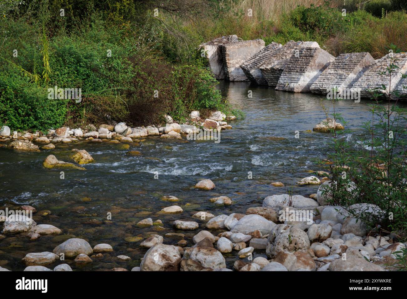 Structure broken by ancient flooding of the bridge that crossed the ...