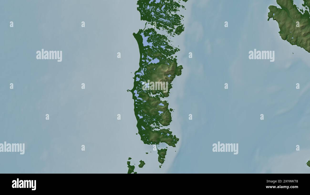 South Uist Island in the North Atlantic Ocean on a colored elevation ...