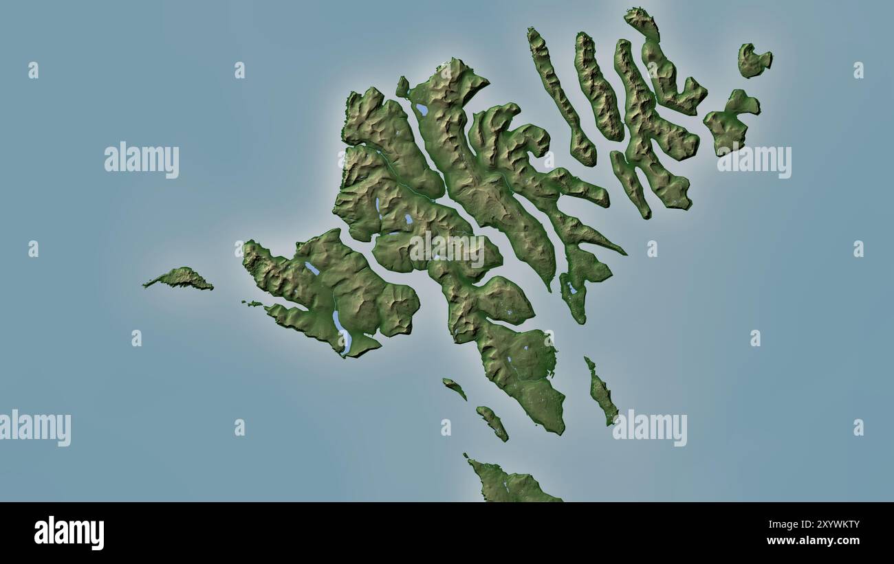 Streymoy Island in the North Atlantic Ocean on a colored elevation map ...