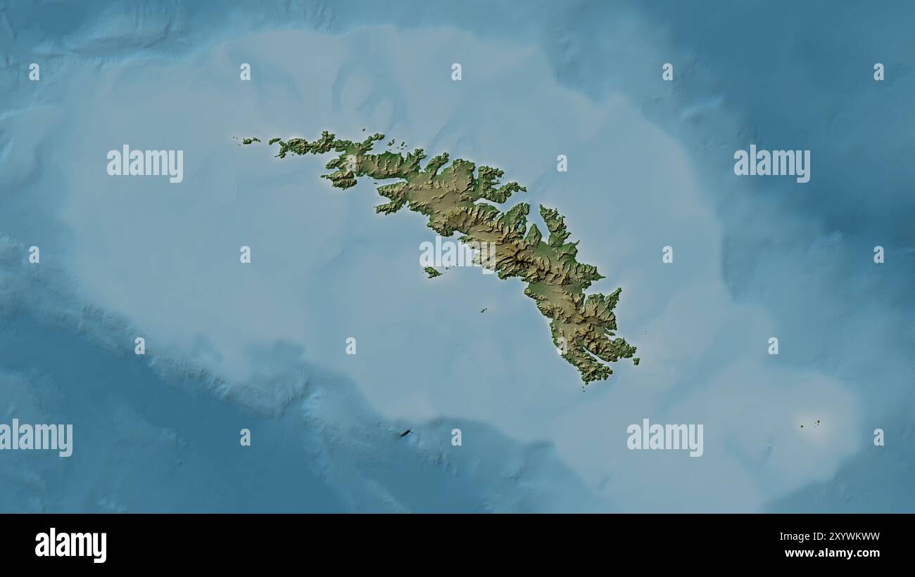 South Georgia Island in the South Atlantic Ocean on a colored elevation ...