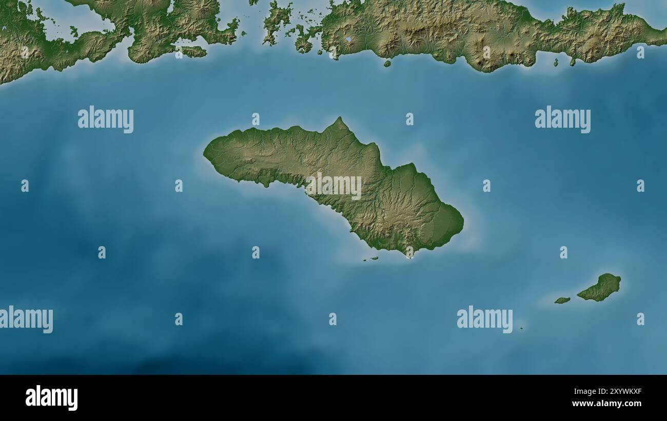 Pulau Sumba in the Savu Sea on a colored elevation map Stock Photo - Alamy